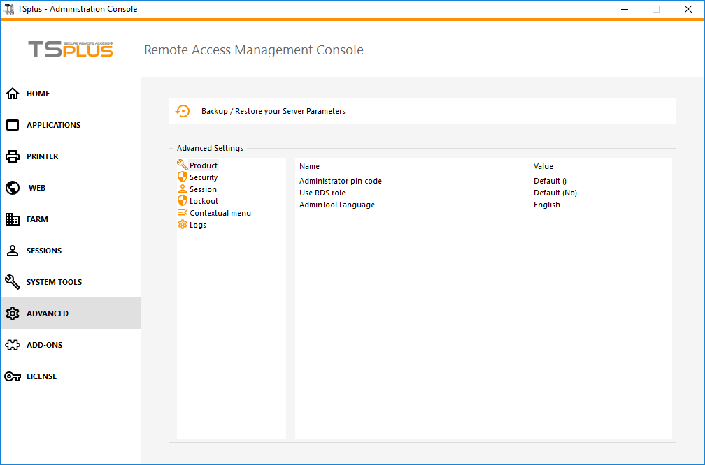 Características Avanzadas - Producto - : TSplus ESPAÑA