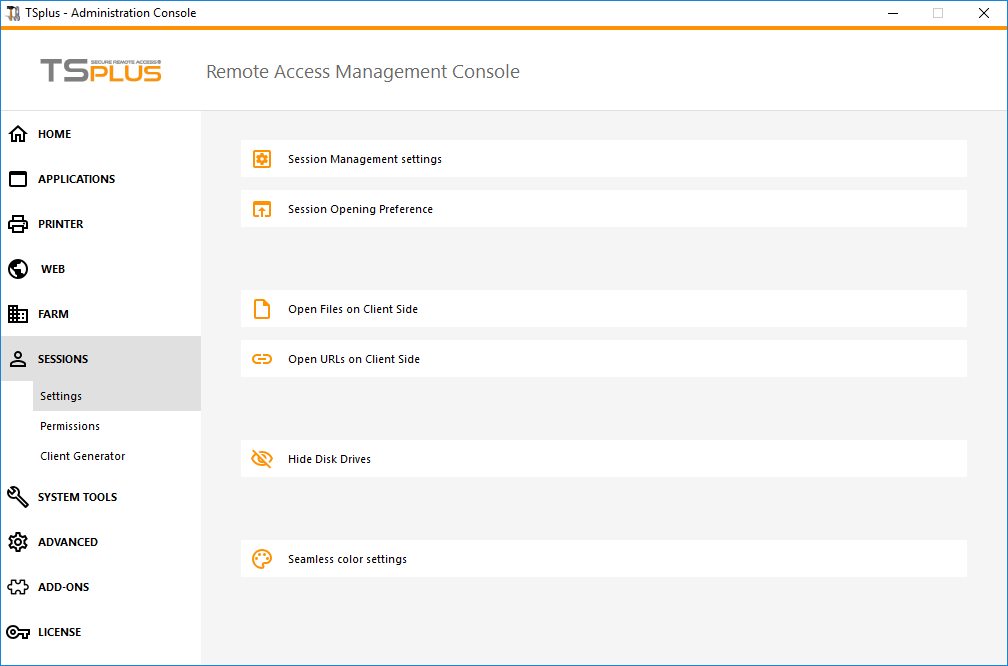 AdminTool - Sesiones - : TSplus ESPAÑA