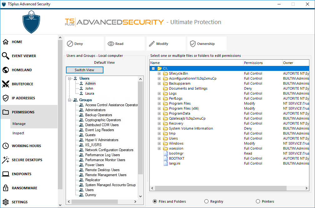 Permisos - : TSplus ESPAÑA