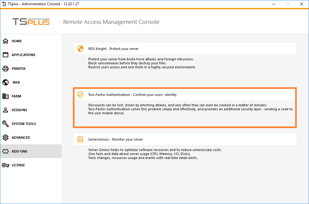 Autenticación de Doble Factor (2FA) - : TSplus ESPAÑA